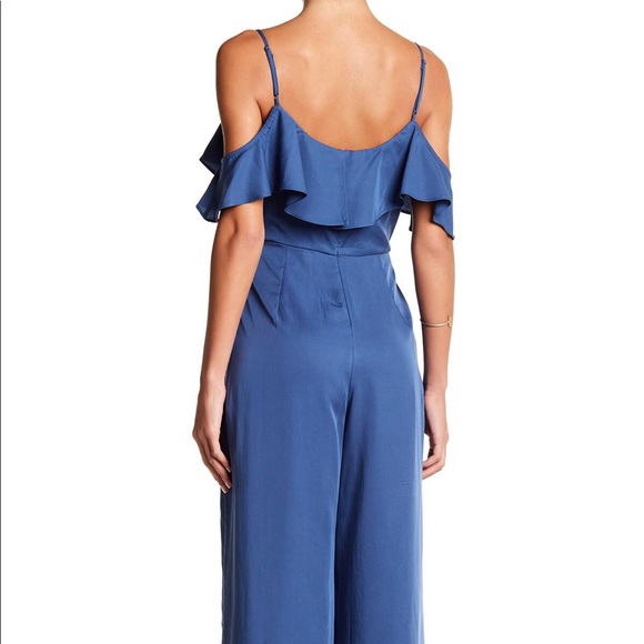 Chelsea28 | Other | Chelsea28 Cold Shoulder Chambray Ruffle Jumpsuit ...